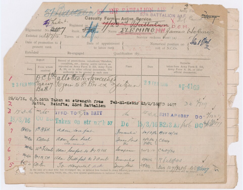 Australian service records from World War I